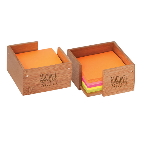 Promotional Logo Bamboo Sticky Note / Memo Holder - Custom Memo Holders